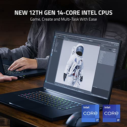 Razer Blade 17 Gaming Laptop: NVIDIA GeForce RTX 3080 Ti - 12th Gen Intel 14-Core i9 CPU - 17.3" 4K 144Hz - 32GB DDR5 RAM - 1TB PCIe SSD - Windows 11 - Chroma RGB - Thunderbolt 4 - SD Card Reader