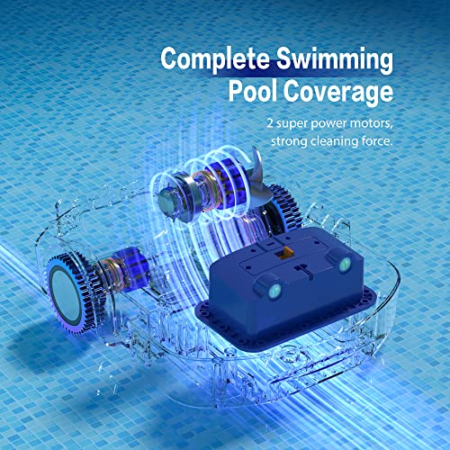 BESTROBTIC PC01W Cordless Robotic Pool Cleaner, Ultra Powerful Pool Vacuum with Triple Motors, Sonar Detection Turning & Obstacle Avoidance, Self-Parking, Up to 120mins, Ideal for Above/In-ground Pool