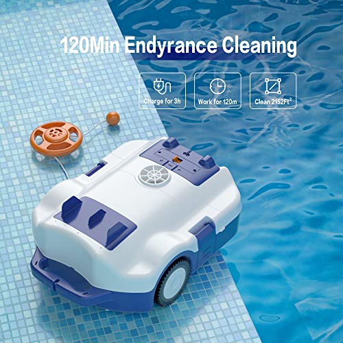 BESTROBTIC PC01W Cordless Robotic Pool Cleaner, Ultra Powerful Pool Vacuum with Triple Motors, Sonar Detection Turning & Obstacle Avoidance, Self-Parking, Up to 120mins, Ideal for Above/In-ground Pool