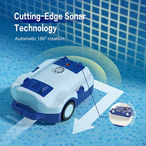 BESTROBTIC PC01W Cordless Robotic Pool Cleaner, Ultra Powerful Pool Vacuum with Triple Motors, Sonar Detection Turning & Obstacle Avoidance, Self-Parking, Up to 120mins, Ideal for Above/In-ground Pool