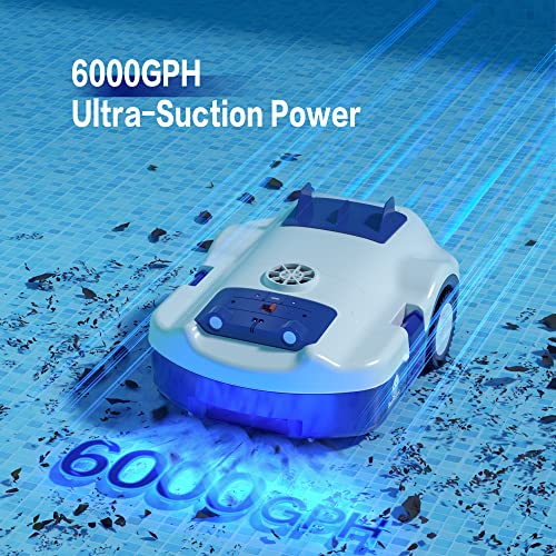 BESTROBTIC PC01W Cordless Robotic Pool Cleaner, Ultra Powerful Pool Vacuum with Triple Motors, Sonar Detection Turning & Obstacle Avoidance, Self-Parking, Up to 120mins, Ideal for Above/In-ground Pool