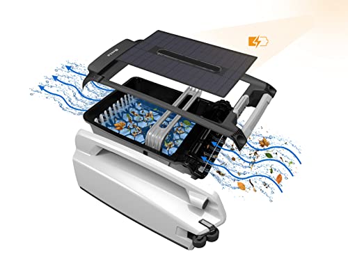 Betta 2 - Solar Powered Automatic Robotic Pool Skimmer with Twin Chip-Controlled Salt Chlorine Tolerant (SCT) Motors (White)