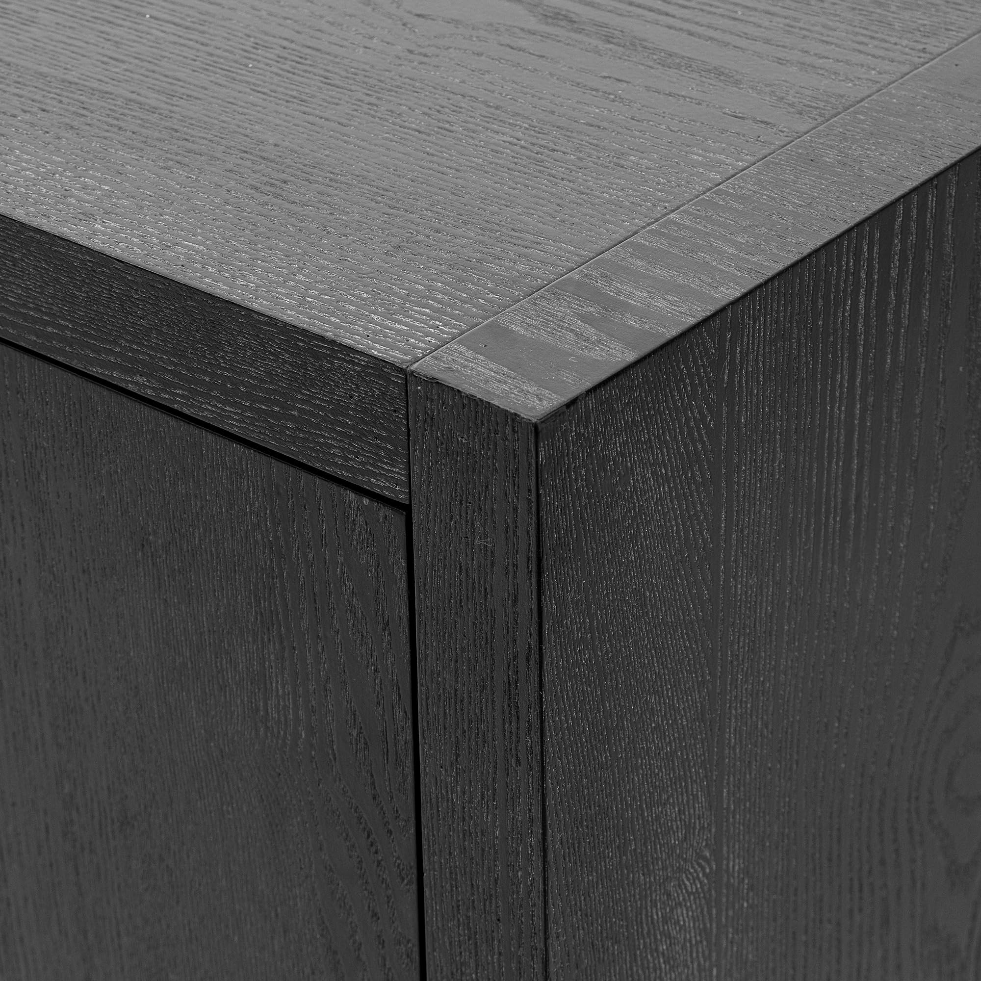 Merax Wood Sideboard Buffet Cabinet with Storage, 4 Door Farmhouse Cupboard w/Adjustable Shelves, Console Table for Kitchen, Dining/Living Room, Black