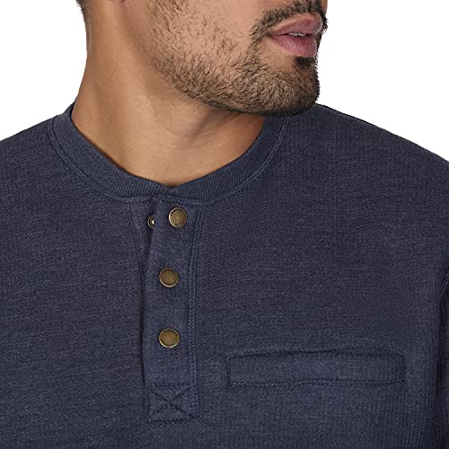 Coleman Long-Sleeve Sherpa Lined Waffle Henley Shirts for Men (Indigo Heather, Large)
