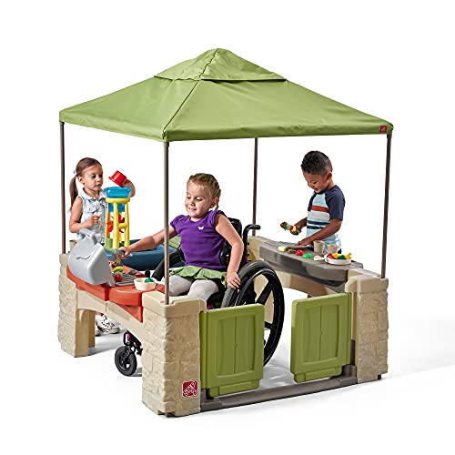 Step2 All Around Playtime Patio with Canopy Playset β Shaded Outdoor Playhouse for Kids with Realistic, Interactive Features, Room for Multiple Toddlers to Play β Dimensions: 60" H x 47.5" W x 47.5" D