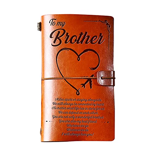 PRSTENLY Gifts for Brother Leather Journal, to My Brother Gifts 140 Page Refillable Journal Notebooks, Birthday Christmas Gifts for Brother from Sister Brother
