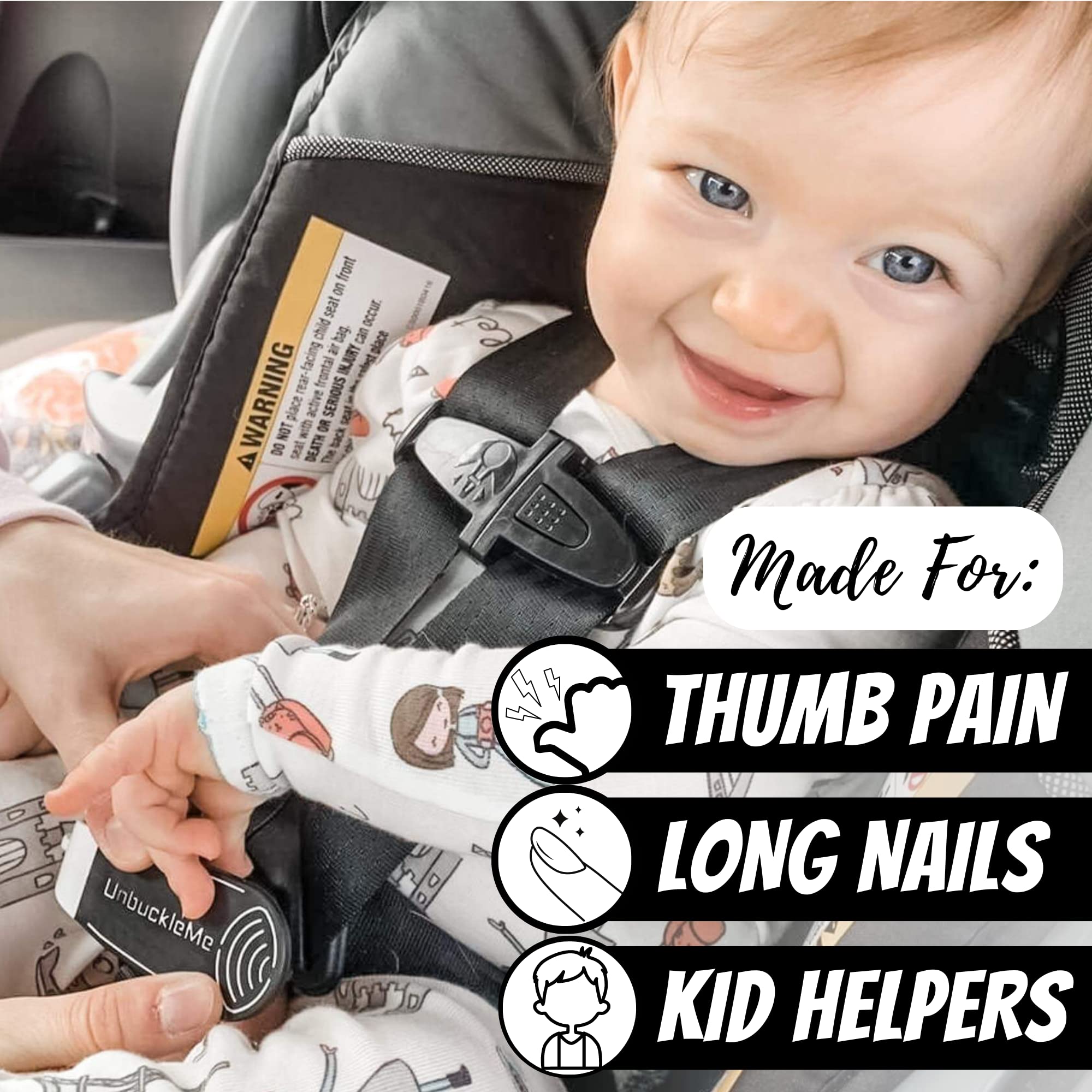 UnbuckleMe Car Seat Buckle Release Tool - Easy Opener Aid for Arthritis, Long Nails, Older Kids - Button pusher for infant, toddler, convertible 5 pt harness car seats - As Seen on Shark Tank (Pink)