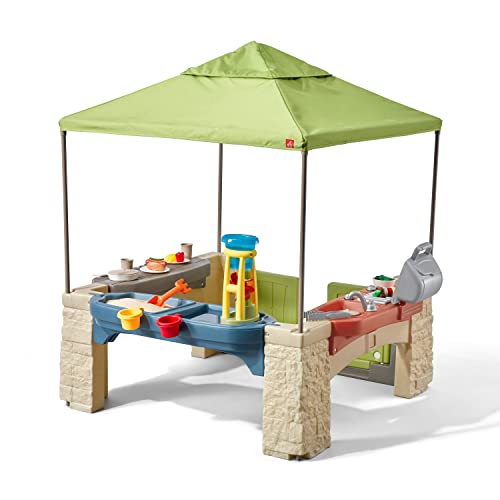 Step2 All Around Playtime Patio with Canopy Playset β Shaded Outdoor Playhouse for Kids with Realistic, Interactive Features, Room for Multiple Toddlers to Play β Dimensions: 60" H x 47.5" W x 47.5" D
