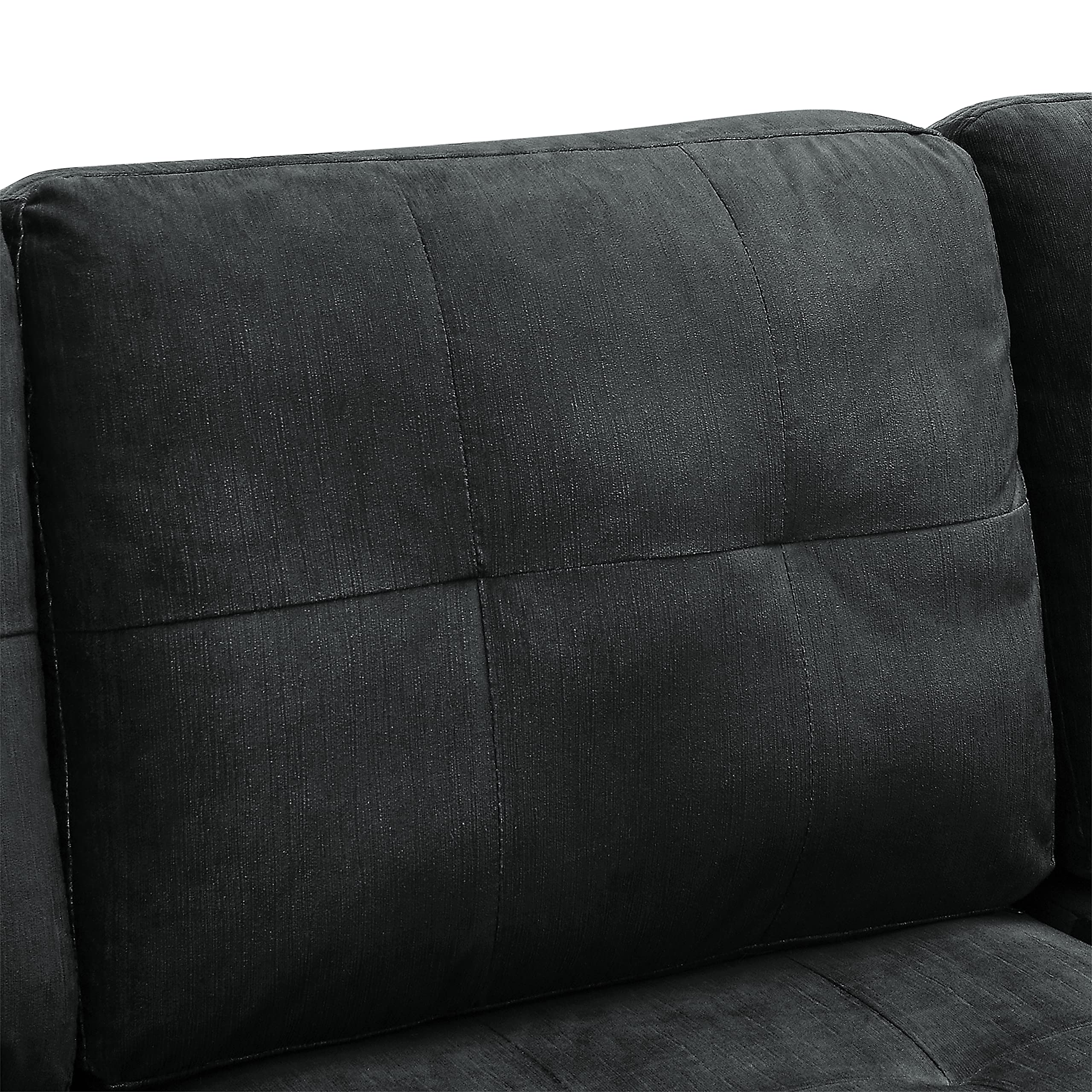Melpomene L Shaped Sectional Couches Reversible for Small Living Room, Sofa Set in Black Smooth Velvet with Storage Ottoman, Reversible Chaise and Chrome Legs