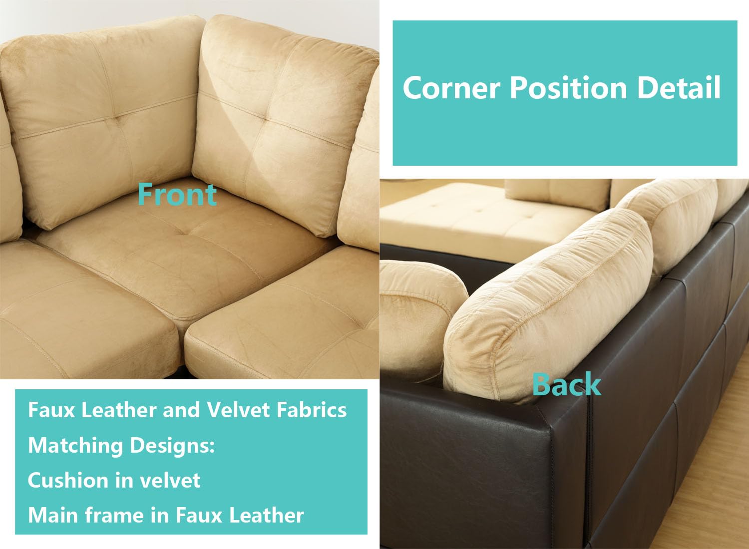 SIENWIEY Beige Sectional Couch for Living Room Set, 105 Inch Sectional Sofa L Shaped Couch with Storage Ottoman/Microfiber Fabric/Facing Left Chaise