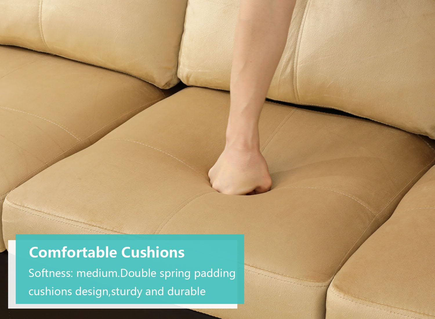 SIENWIEY Beige Sectional Couch for Living Room Set, 105 Inch Sectional Sofa L Shaped Couch with Storage Ottoman/Microfiber Fabric/Facing Left Chaise