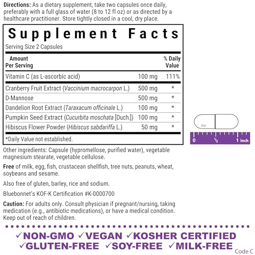 Bluebonnet Nutrition Urinary Tract Support, Cleanse & Flush*, Soy-Free, Gluten-Free, Kosher-Certified, Non-GMO, Dairy-Free, Vegan, 30 Vegetable Capsules, 15 Servings