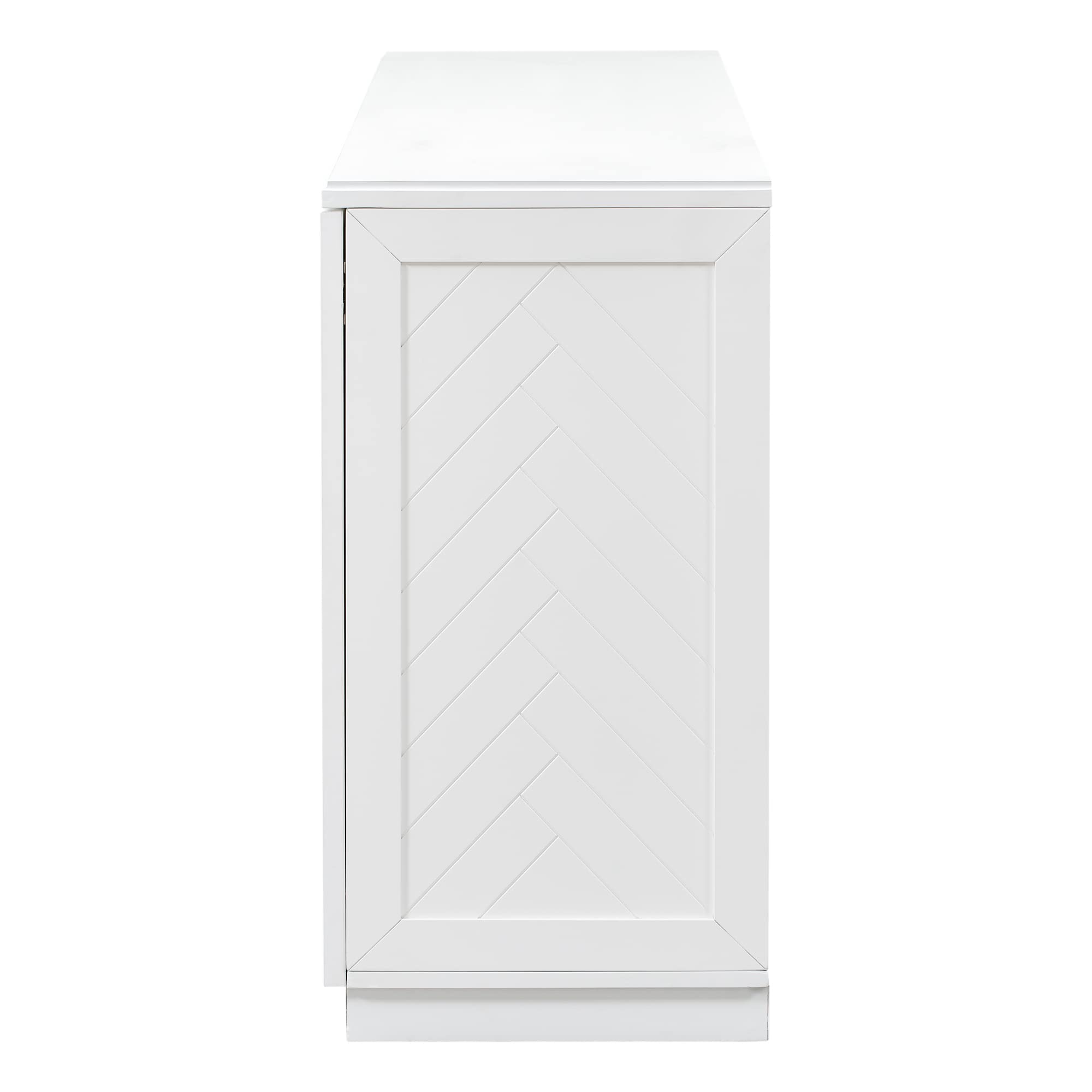 Knocbel Modern Buffet Sideboard Storage Cabinet with 4 Doors and 4 Adjustable Shelves, Entryway Hallway Foyer Long Console Table Cupboard Coffee Bar Cabinet (White)