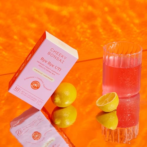 Cheeky Bonsai Bye Bye UTI: Fast Acting UTI Relief Drink Mix with D-Mannose and Cranberry Extract, Urinary Tract Support Health, Hibiscus Lemonade Flavor (10 Packets) - Vegan, Non-GMO, Quick Relief