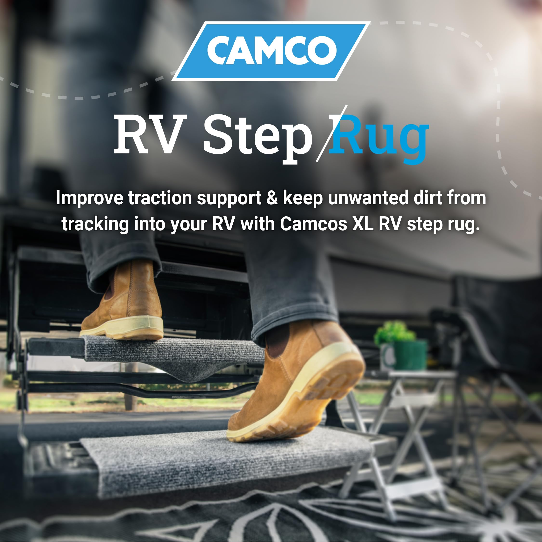 Camco 42925-A Gray 18 Inch 42925 18" Rv Step Rug-Grey