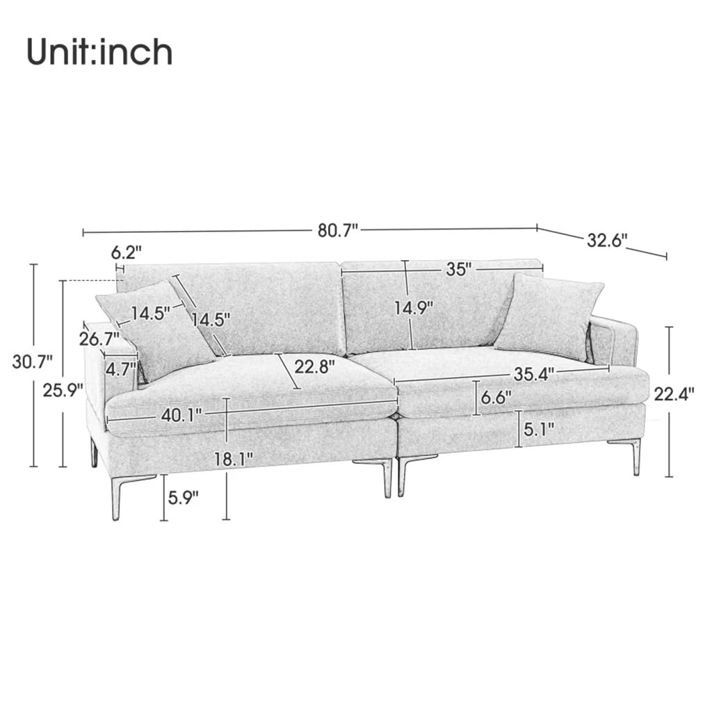 JAHH Stylish Upholstered Loveseat with Metal Legs Seat Capacity,Durable Suit for Living Room