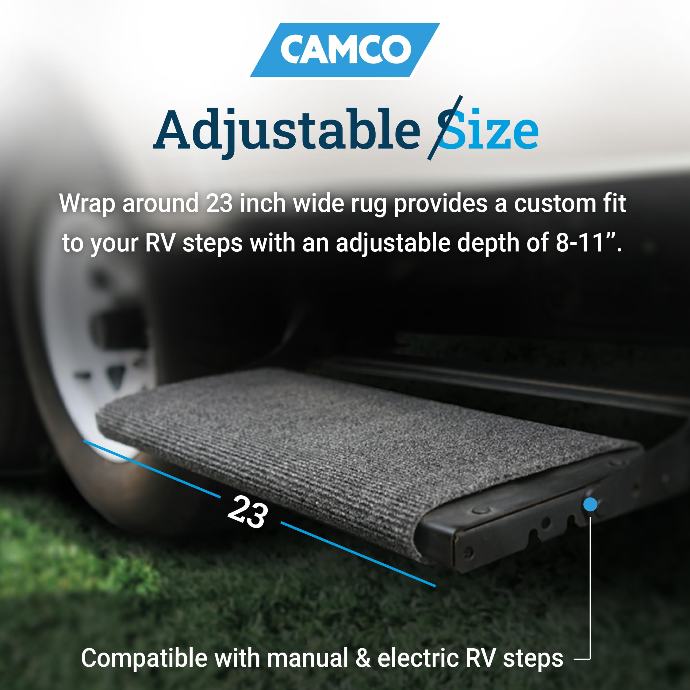 Camco 42925-A Gray 18 Inch 42925 18" Rv Step Rug-Grey