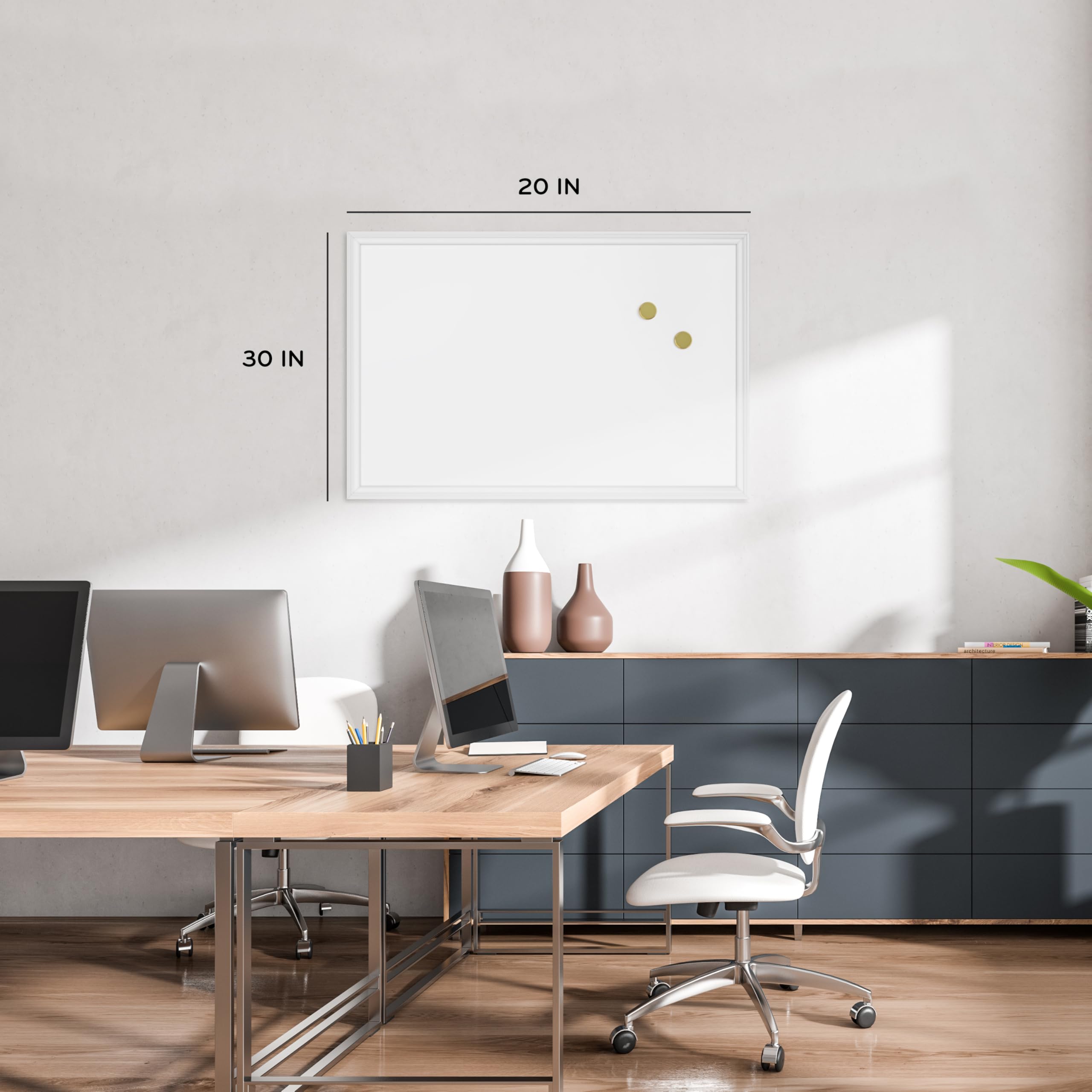 U Brands Magnetic Dry Erase Board, 20 x 30 Inches, White Wood Frame (2071U00-01)