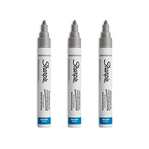 SHARPIE Water Based Poster Paint Marker, Medium Point, Metallic Silver, 3 Pack