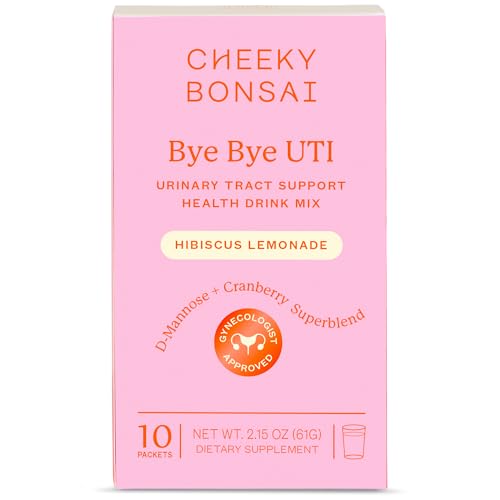 Cheeky Bonsai Bye Bye UTI: Fast Acting UTI Relief Drink Mix with D-Mannose and Cranberry Extract, Urinary Tract Support Health, Hibiscus Lemonade Flavor (10 Packets) - Vegan, Non-GMO, Quick Relief
