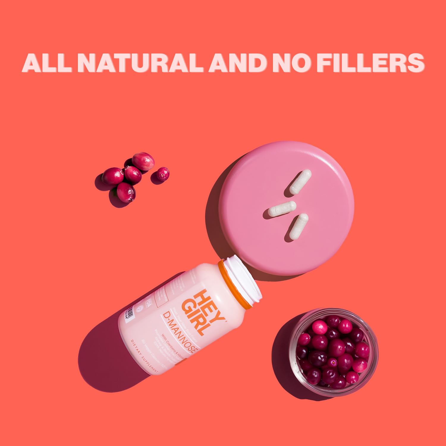 D Mannose Capsules - Fast-Acting UTI Supplement - Cleanse & Flush Impurities - with Natural D-Mannose Powder, Cranberry, Hibiscus & Dandelion - Alternative to Cranberry for Women, 60 Capsules