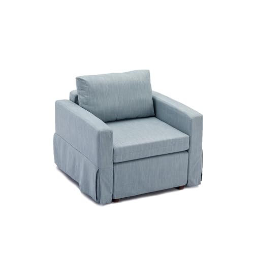 Convertible Modular Sectional Sofa Sleeper Couch,Free Combination Sofa Couch for Living Room,Seat Cushion and Back Cushion Removable and Washable,Light Blue (3 Seater with 1 Ottoman)