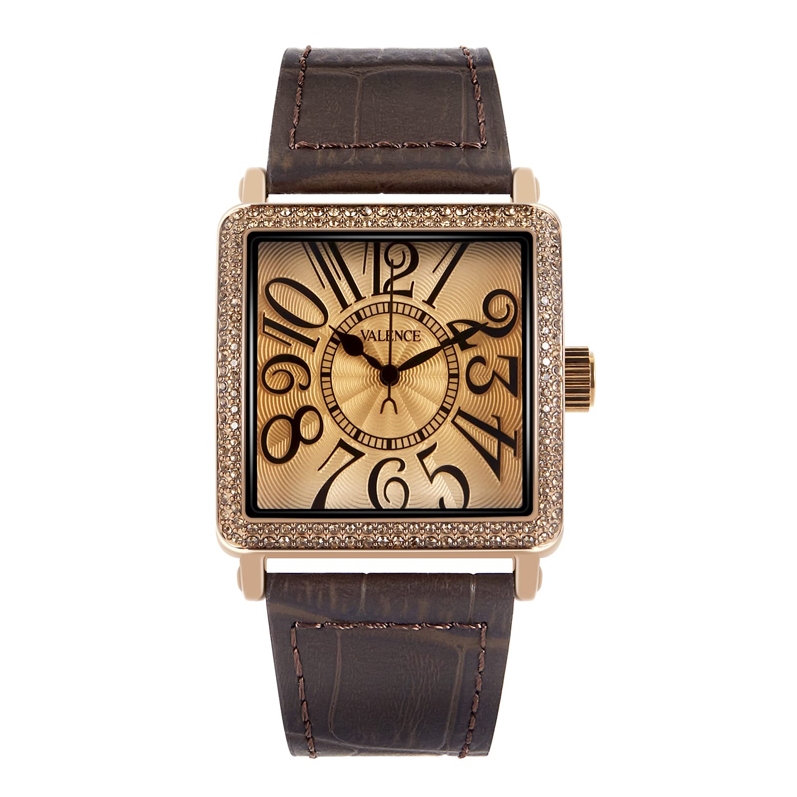 Valence Watches for Women, Vintage Square Face Wrist Watches for Women, Classic Ladies Quartz Watches with Brown Leather Band(83 Brown)