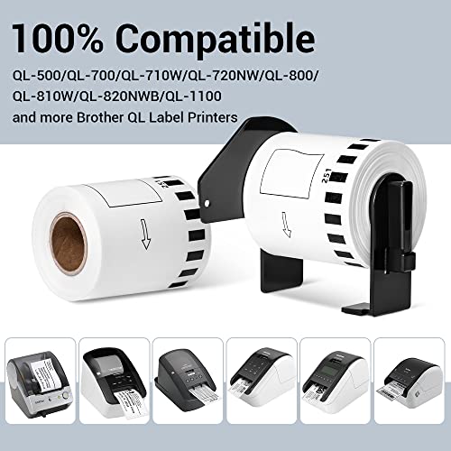 6 Rolls, MarkDomain DK-2251 Black/Red Label on White Paper Tape Compatible Label Roll Brother DK 2251 Continuous Length Replacement Labels 2.4in x 50ft with 1 Frame for QL-800, QL-810W, QL-820NWB