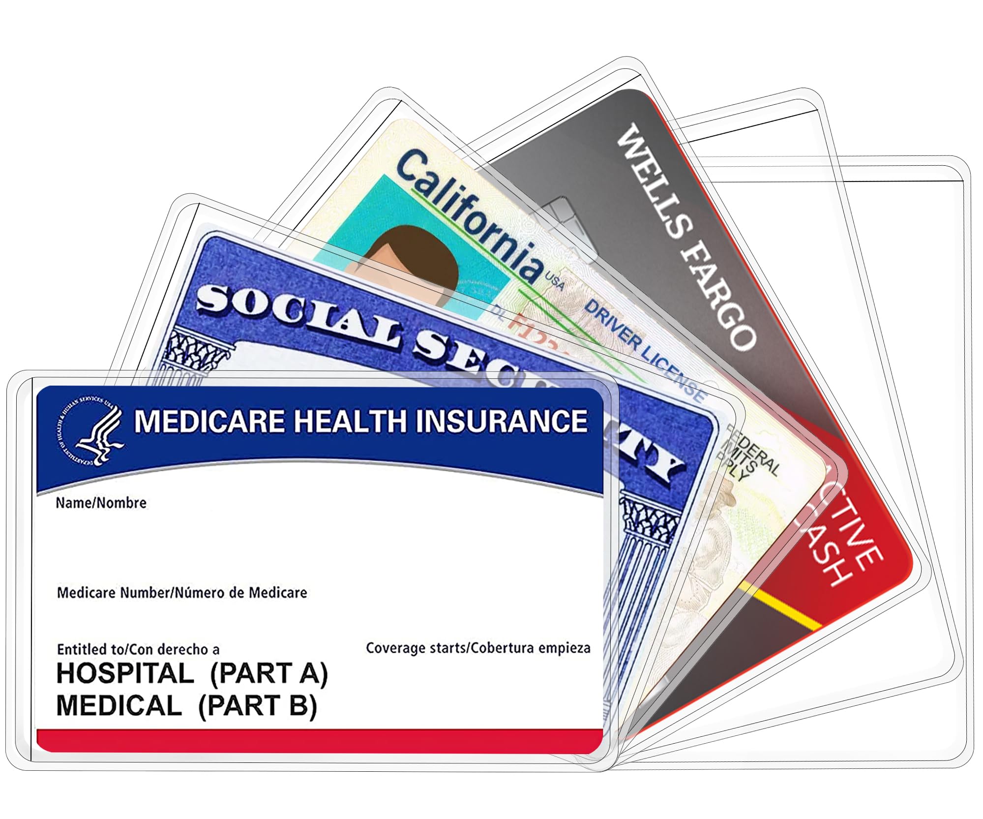 Smellalon 6 Pack New Medicare Card Holder Protector Sleeves,12Mil Clear PVC Waterproof Medical Card Protector for New Medicare Card ,Credit Card Business Card Social Security Card Protector