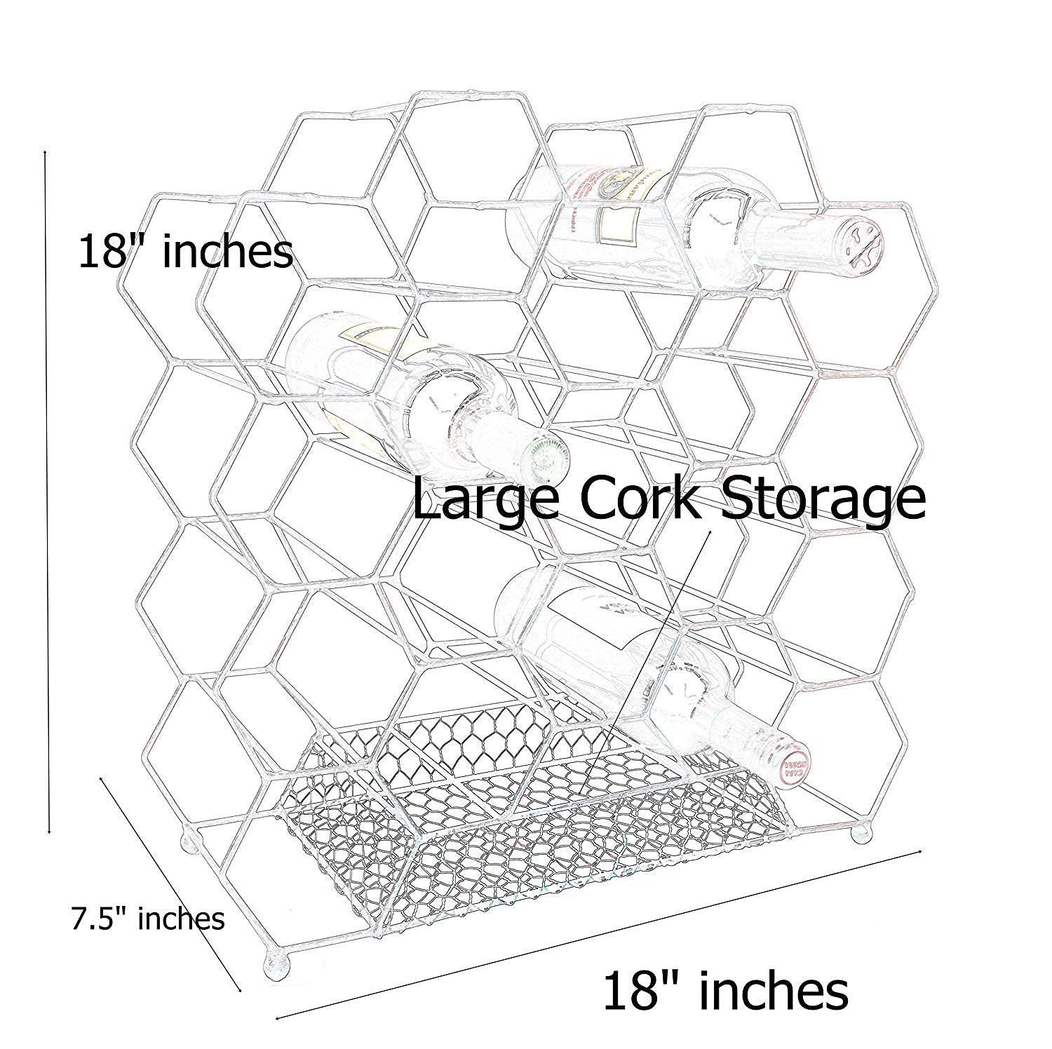 Bellaa 23424 Countertop Wine Rack 20 Bottle Wine Holder Wine Storage Cork Storage Modern Metal Wine Rack Wine Racks Countertop Small Wine Rack Wine Bottle Storage Tabletop Wine Rack