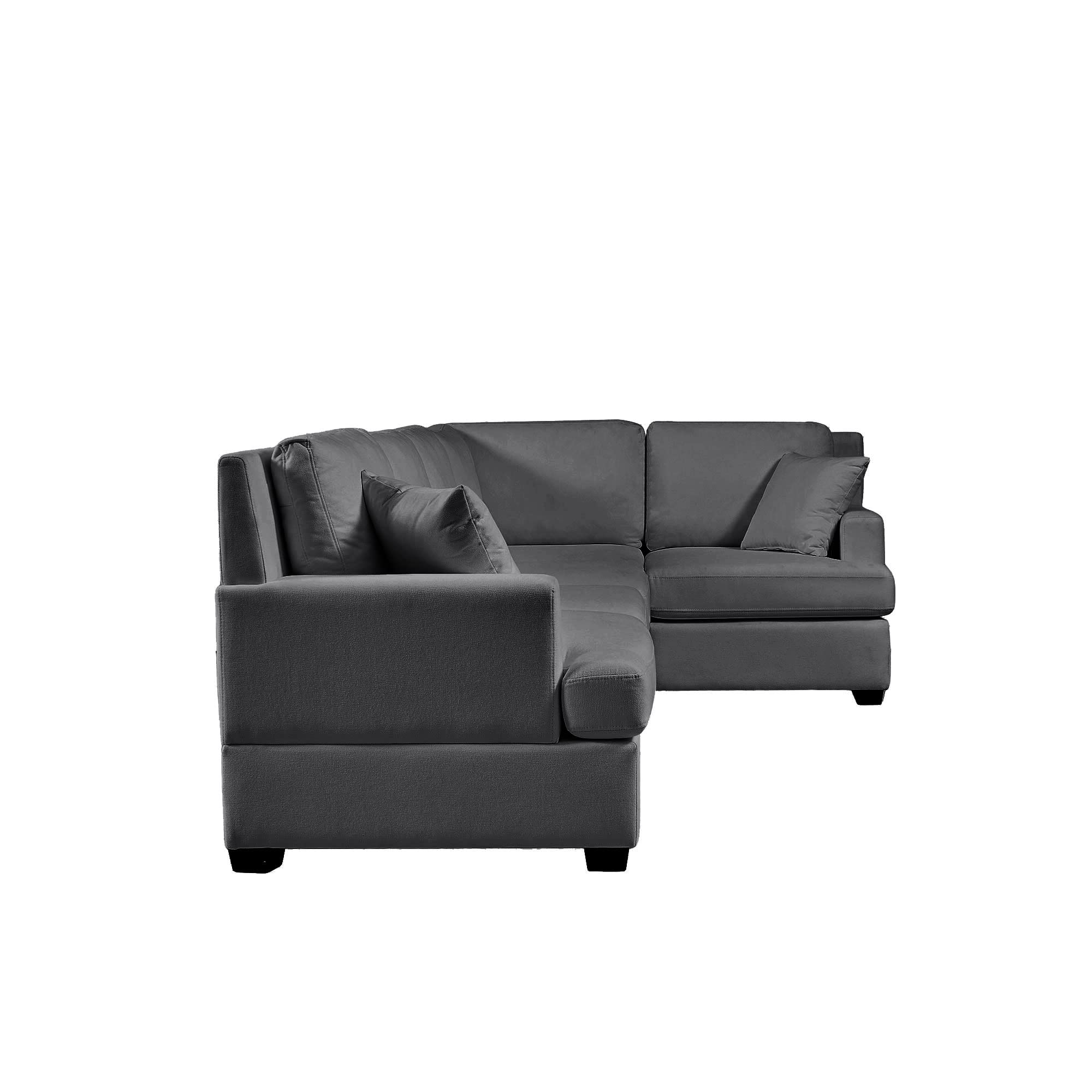Eafurn Convertible Modular Sectional, 87.8" Free Combination Symmetrical Padded Back and 2 Pillows,5 Seater Corner Sofa & Couch for Living Room Contemporary Furniture Set, Gray