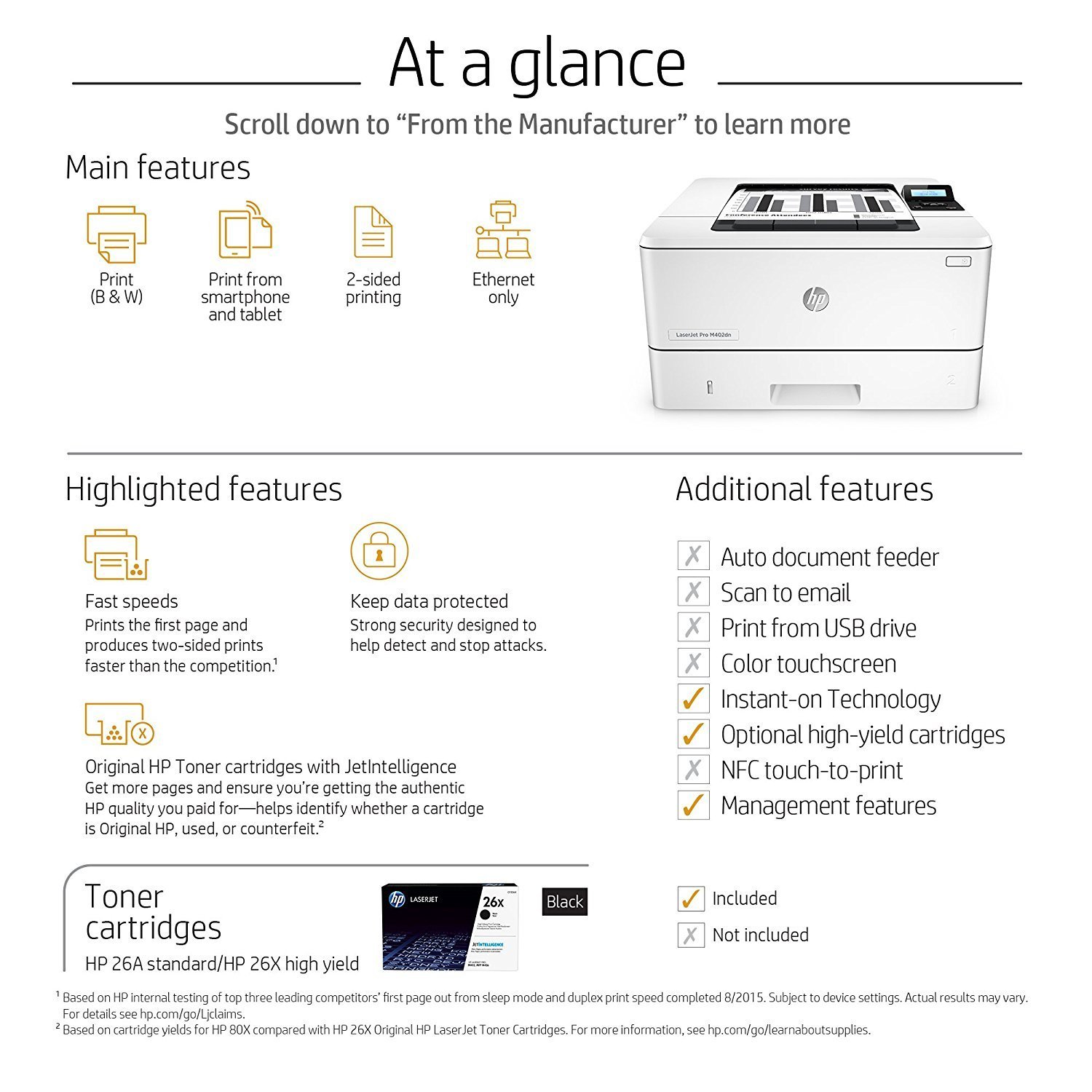 HP Laserjet Pro M402dn Monochrome Printer, Amazon Dash Replenishment Ready (C5F94A) (Renewed)