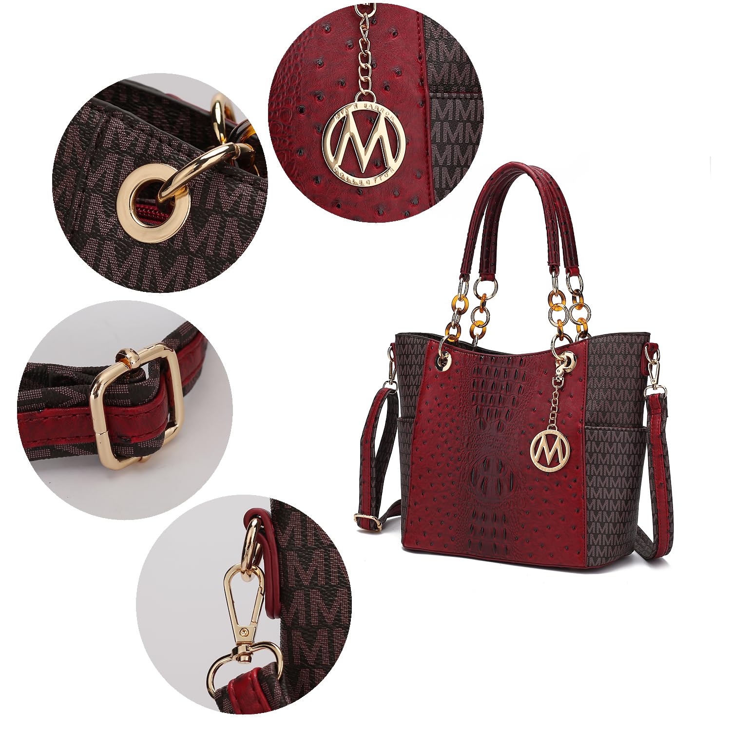 MKF Collection Shoulder Bag for Women, PU Leather Pocketbook Top-Handle Crossbody Purse Tote Satchel Handbag by Mia K