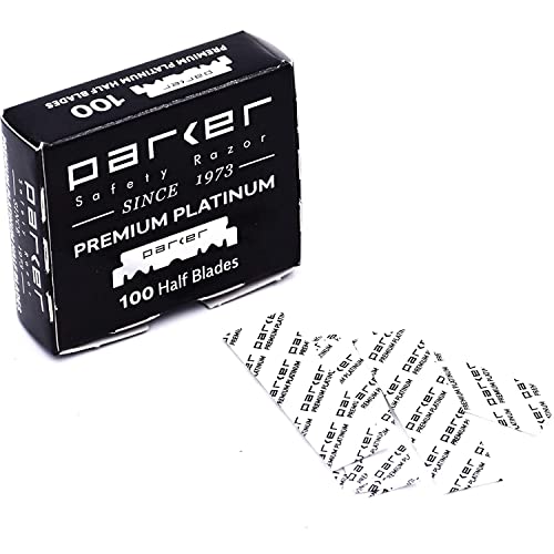 Parker Premium Platinum 1/2 Blades, 100 Count **, For Professional Barber Razors, Shavette Razors and Disposable Blade Straight Razors that accept Half of a Double Edge Razor Blade