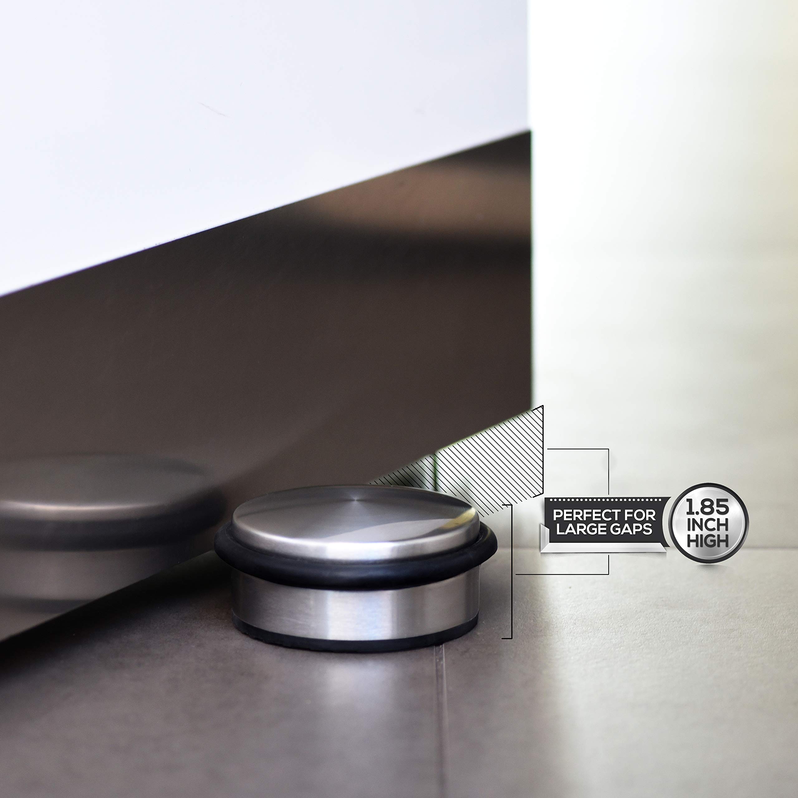 Stainless Steel Door Stopper (3 Pack) 4"x1.85"– Premium SofiHome Top Durability Door Stops with Silica Gel Treads – Stylish Decorative Heavy Duty Door Stop for Draft Stopping and Floor & Wall Safety