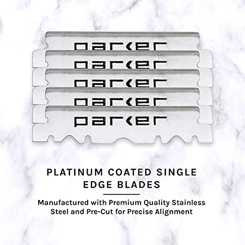 Parker Premium Platinum 1/2 Blades, 100 Count **, For Professional Barber Razors, Shavette Razors and Disposable Blade Straight Razors that accept Half of a Double Edge Razor Blade