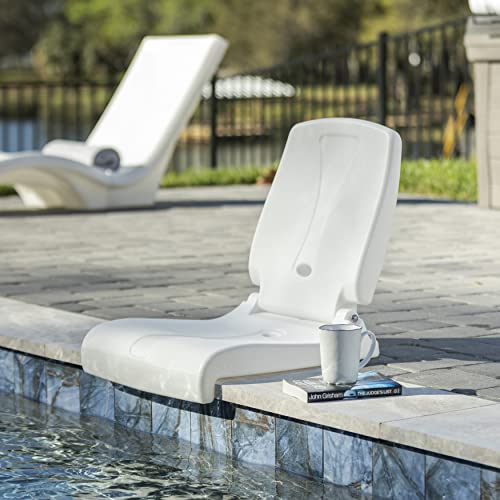 Step2 Flip Seat β White β Foldable, Portable Seat Stays in Place on Edges of Pools, Docks and Tailgates β Ideal for Pool Edge, Beach, Tailgating, Camping, Back Support While Sitting on Floor and More