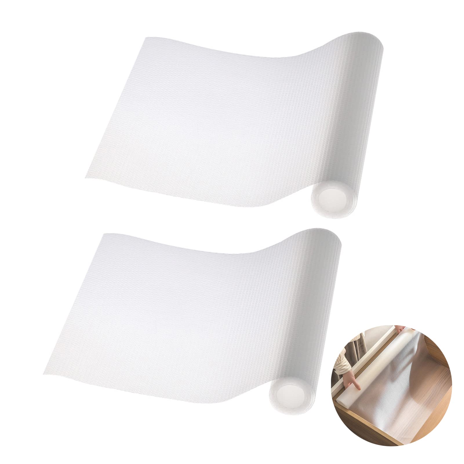 2 Pack Shelf Liner, BetterJonny Non-Adhesive EVA Refrigerator Mat Scalable Cupboard Liner Non Slip Waterproof Clear Kitchen Drawer Shelf Liner for Kitchen Shelf Pantry(17.7 x 59 inch,Clear)
