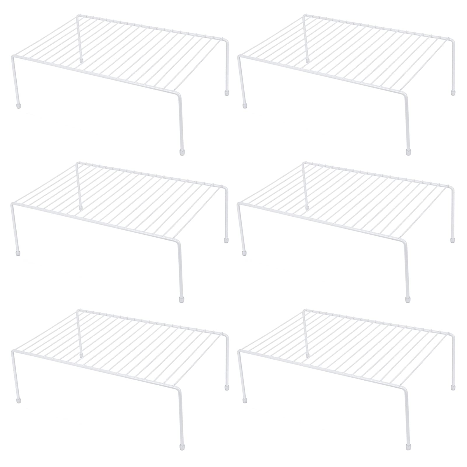 (16.1 x 10.2 Inch) Cabinet Storage Shelf Rack, Kitchen Shelves，Kitchen Counter and Cabinet Shelf, Storage Rack Organizer for Kitchen, Fridge, Cabinet, Bathroom Cupboard (White, 6)