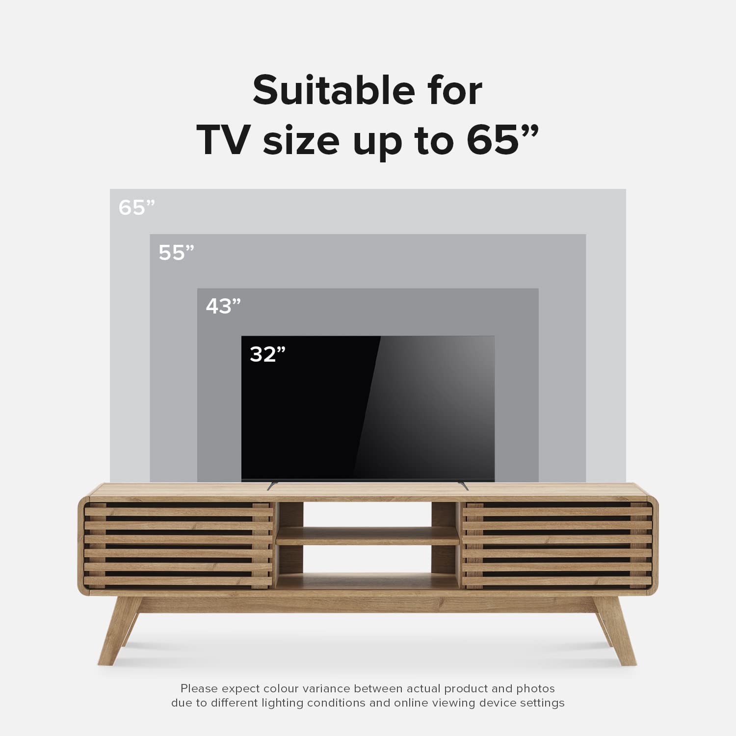 mopio Ensley TV Stand, Mid-Century Modern Television Stand for 55/60/65 inch TV, Farmhouse Entertainment Center with Storage, Media Console Credenza Table for Living Room, Bedroom (Oak, 59")