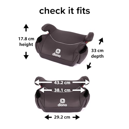 Diono Solana 2022, No Latch, Single Backless Booster Car Seat, Lightweight, Machine Washable Covers, Cup Holders, Black