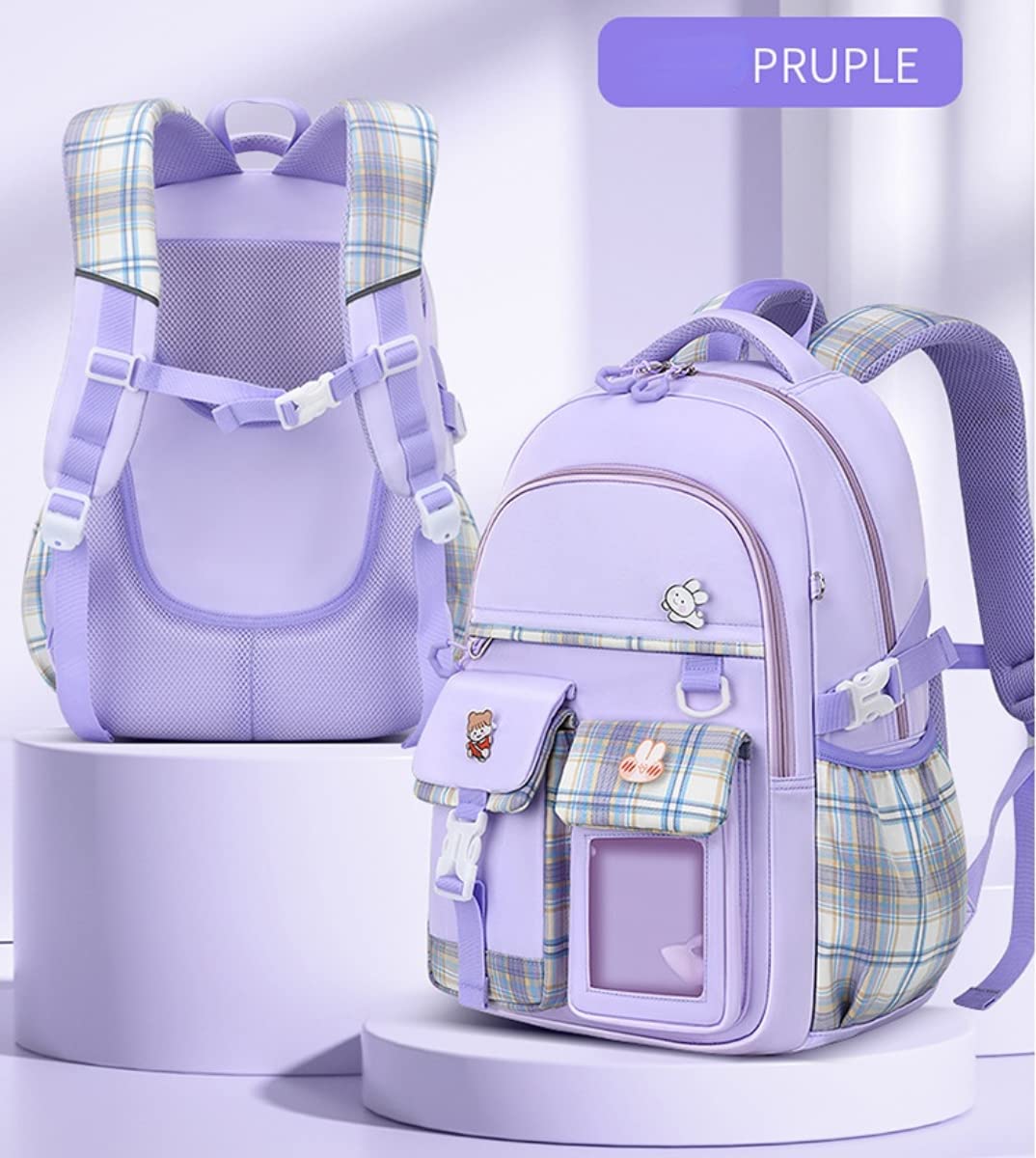 HUIHSVHA Kawaii Backpack, Cute Pink Large Capacity School Laptop Bag, Casual Travel Daypack Bookbag for Teens Girls Students