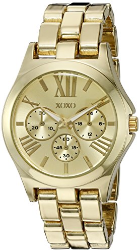 XOXO Women's Gold-Tone Analog Watch β 36mm Case with Roman Numerals, Multifunctional Subdials, and Polished Bracelet β Elegant Quartz Timepiece for Everyday Wear