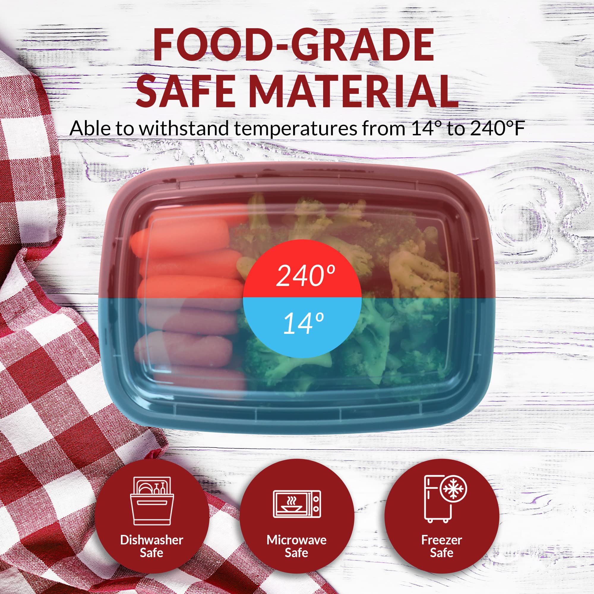 Reli. Meal Prep Containers, 24 oz. | 50 Pack | 1 Compartment Food Container w/Lids| Microwavable Food Storage Containers/To Go | Black Reusable Bento Box/Lunch Box Containers for Food/Meal Prep