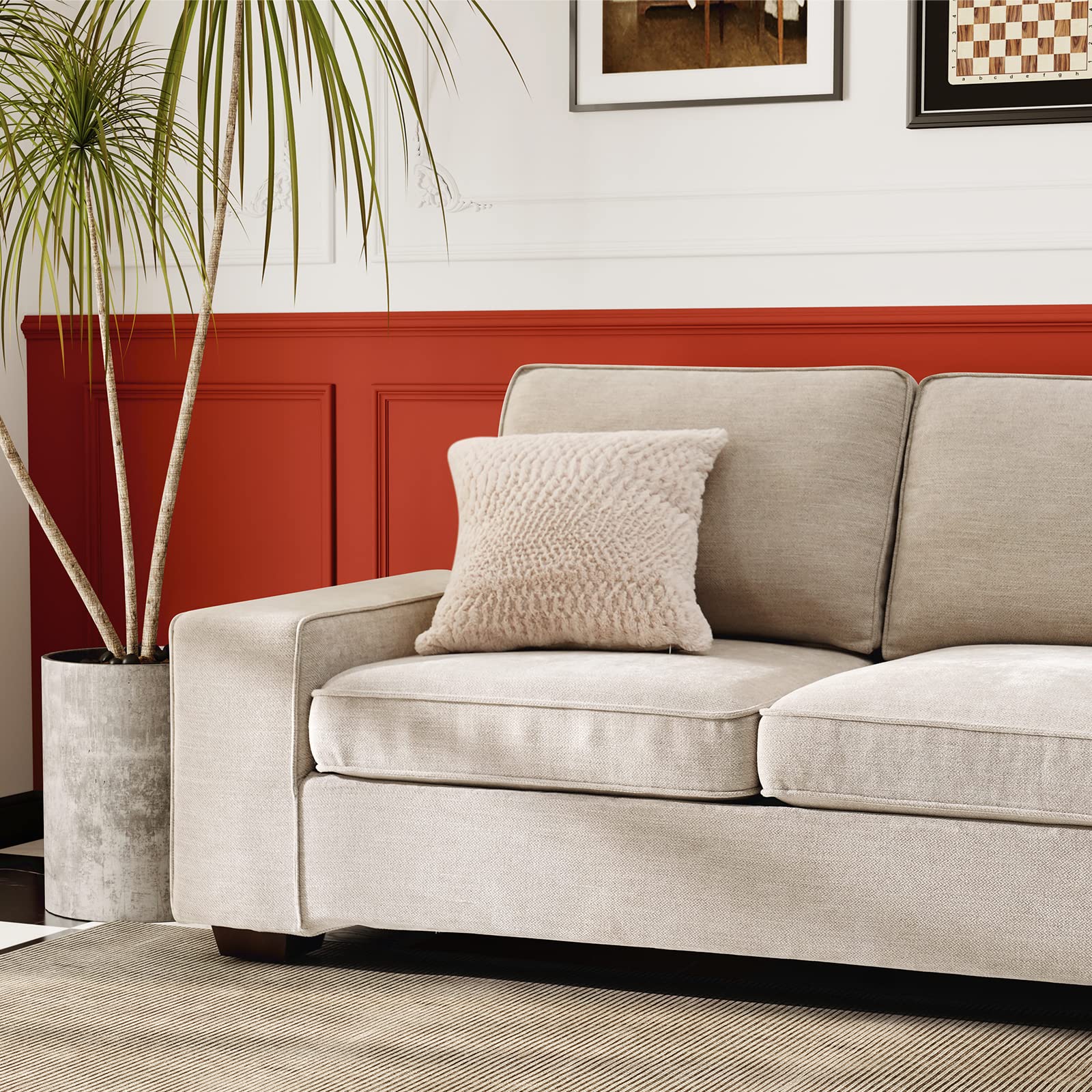 Luffield Chenille Loveseat Couch -71.3" Modern Design Sofa for Livingroom Clearance with Solid Wood, Metal Frame, Durable,Removable Back Cushion and Seat Cushion, Easy Cleaning(Beige)