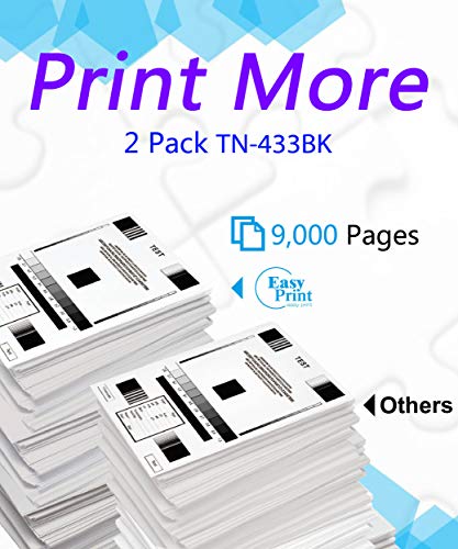 (2-Pack) Compatible TN-433BK TN433BK Toner Cartridge TN433 TN-433 Used for Brother HL8260CDN L8360CDWT L9310CDW MFC-L8690CDW L8610CDW L9570CDW(T) Printer (Black), by EasyPrint
