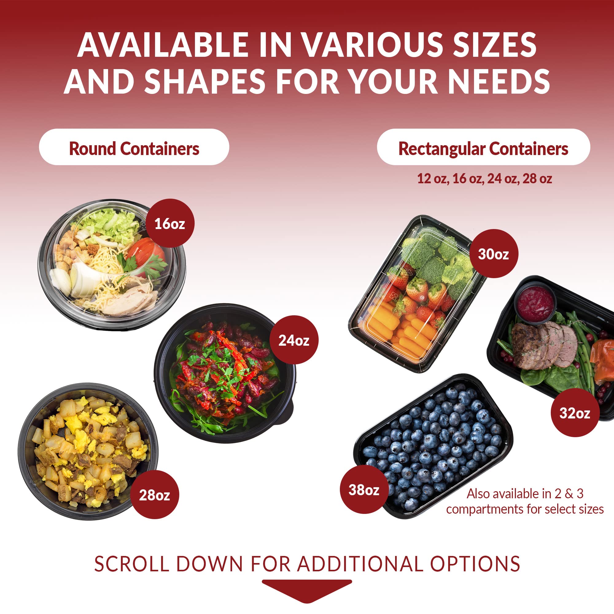 Reli. Meal Prep Containers, 24 oz. | 50 Pack | 1 Compartment Food Container w/Lids| Microwavable Food Storage Containers/To Go | Black Reusable Bento Box/Lunch Box Containers for Food/Meal Prep