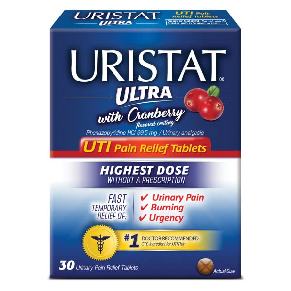 URISTAT Ultra UTI Pain Relief, Cranberry Flavored Coating, 30 Tablets (Pack of 2)