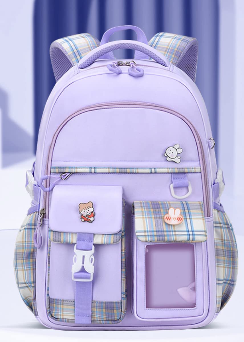 HUIHSVHA Kawaii Backpack, Cute Pink Large Capacity School Laptop Bag, Casual Travel Daypack Bookbag for Teens Girls Students