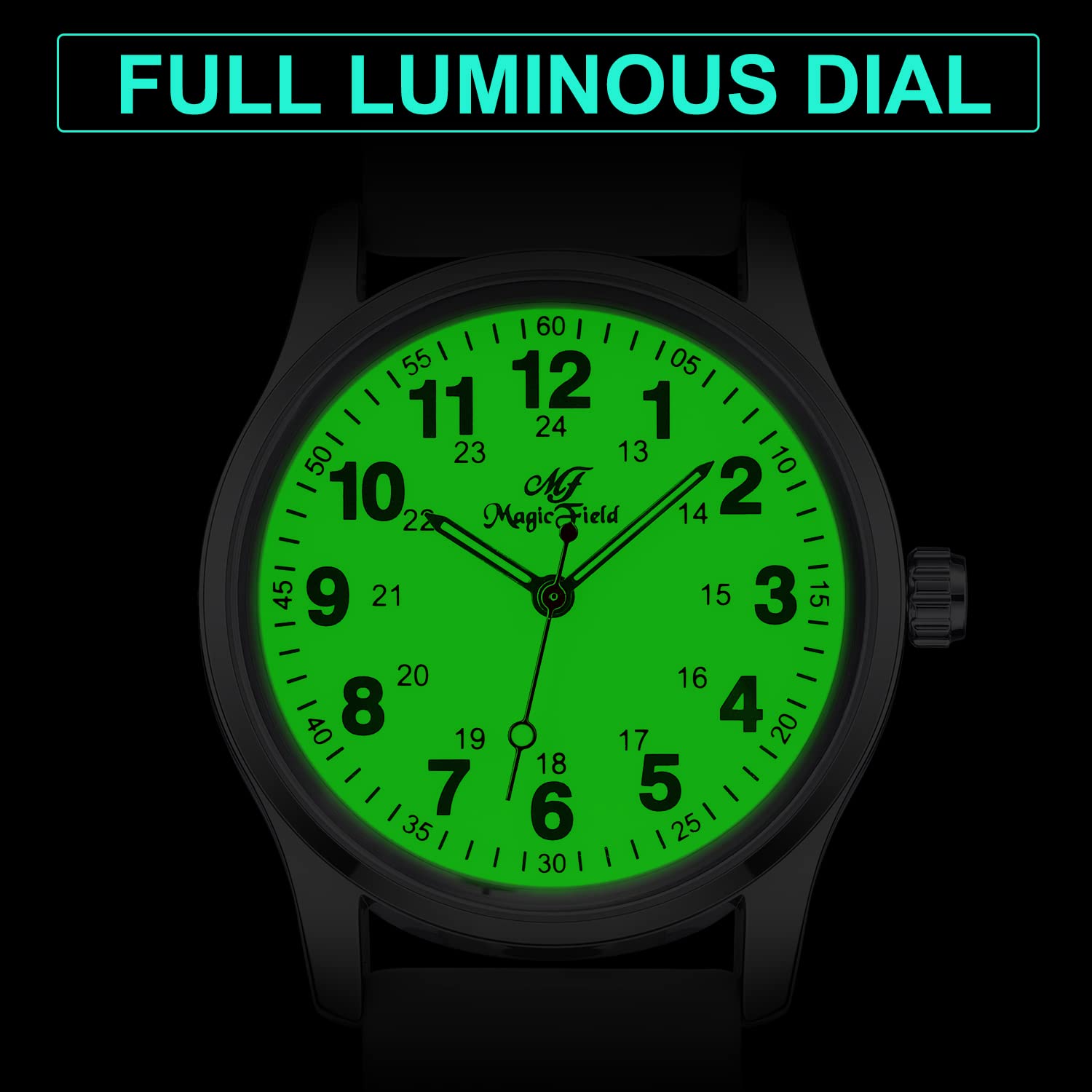 SUDESMO Women's Nurse Watch - Waterproof, Easy to Read with Second Hand, Silicone Band, Luminous - Black, Purple